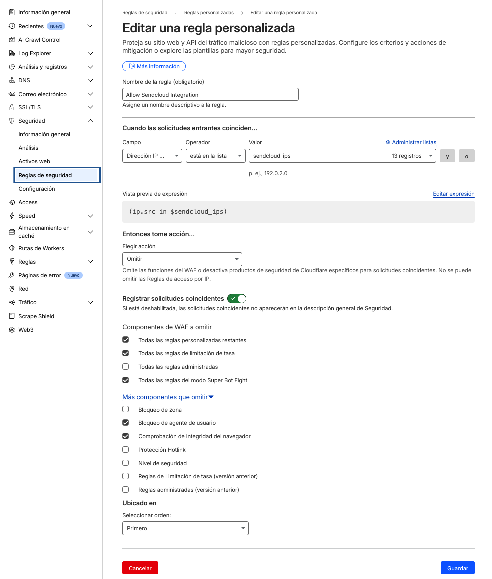 Solución de problemas cuando Cloudflare bloquea Sendcloud – Sendcloud Help Center