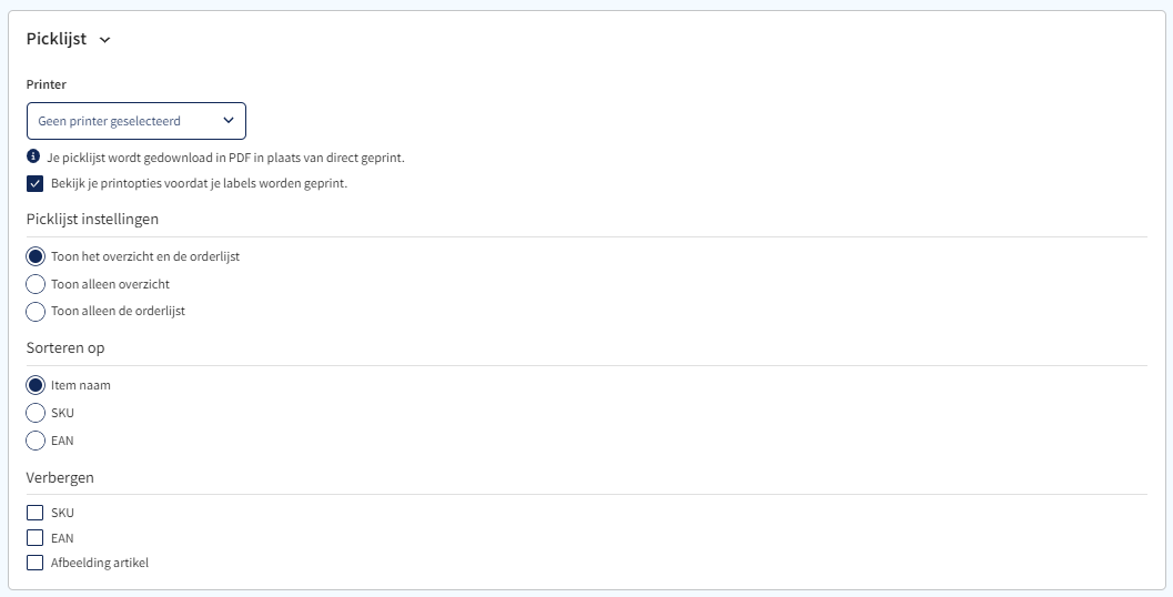 Hoe configureer je de instellingen van je picklijst (Pack & Go ...