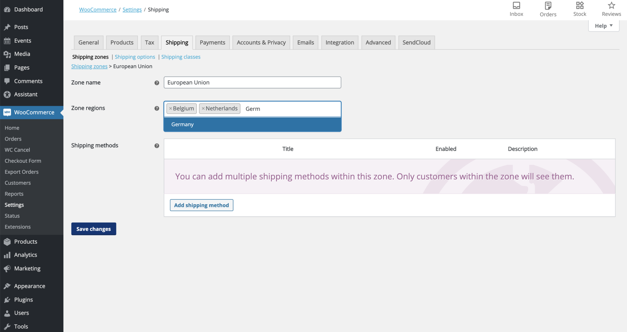 WooCommerce Versand - Versandmethoden + Versandkosten | Sendcloud