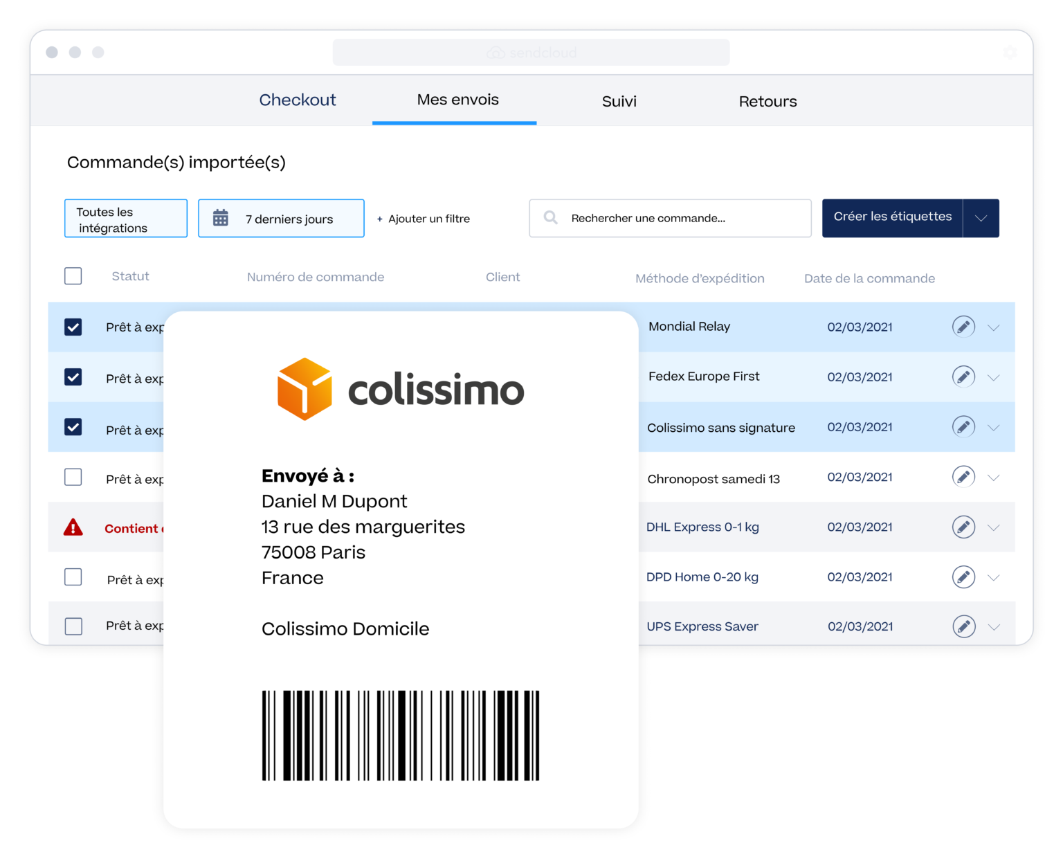 Sendcloud | Connectez votre boutique en moins de 2 minutes avec Colissimo