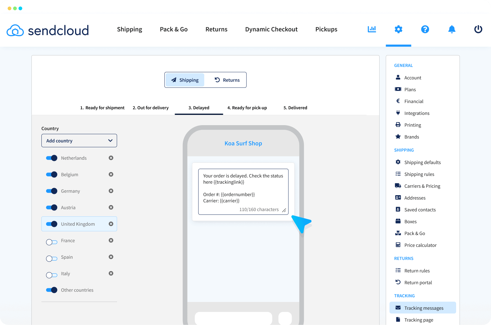 Paket Sendungsverfolgung per SMS - Sendclouds SMS-Tracking